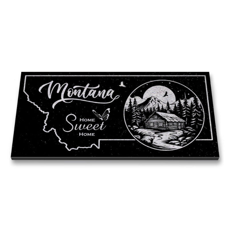 State of Montana - Laser Engraved - Black Granite Plaque - Cabin 1 ...