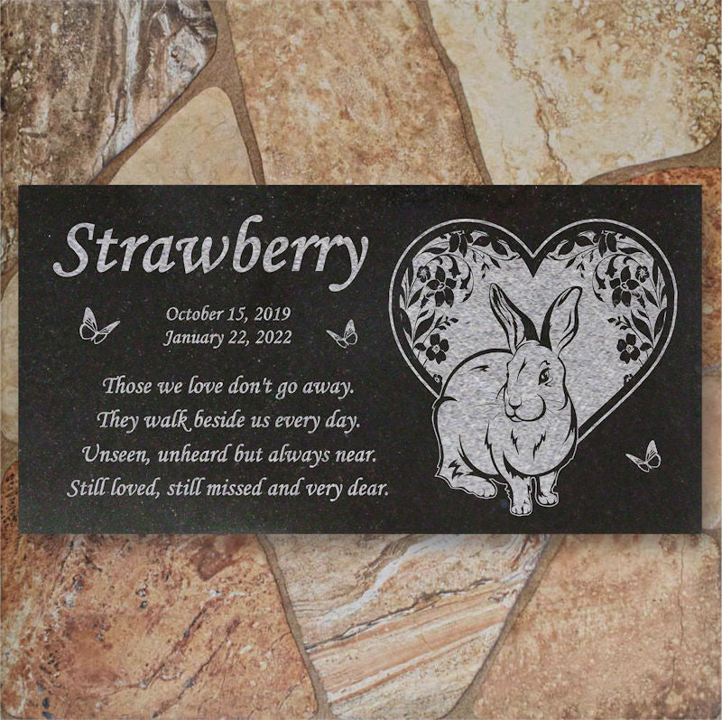 Personalized Rabbit Memorial - Granite Stone Pet Grave Marker - 6x12 ...
